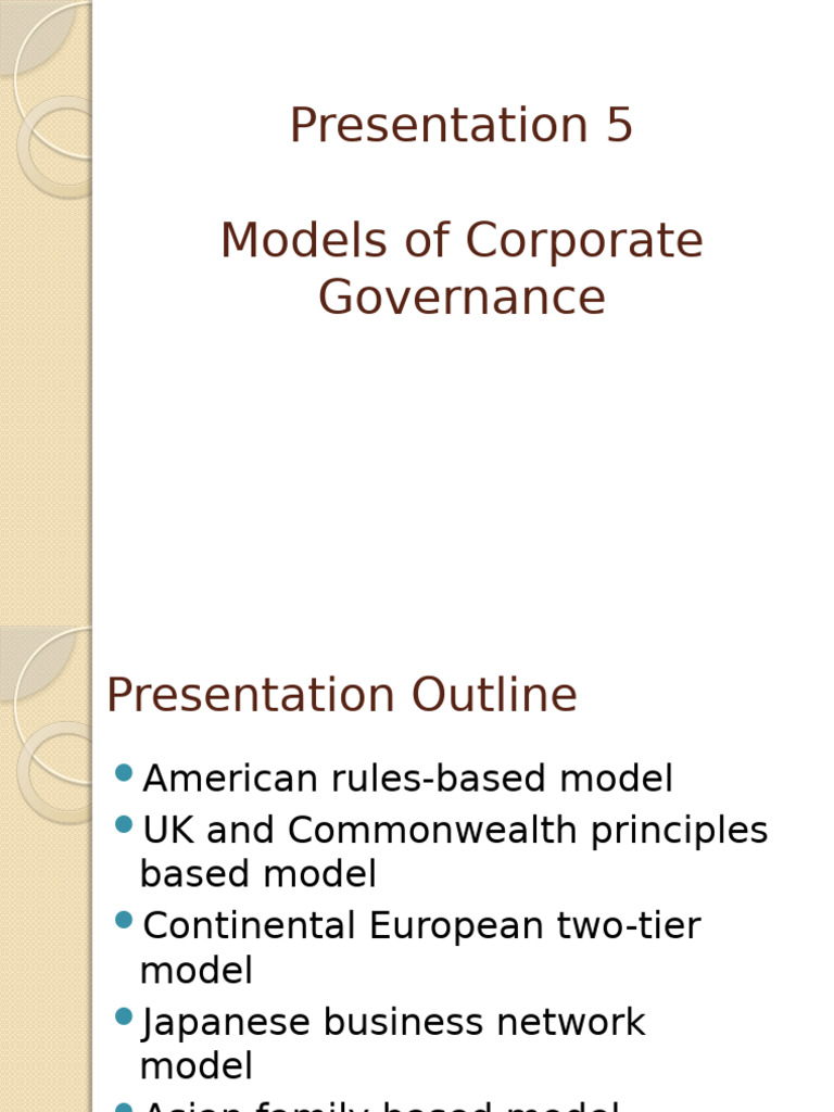 P5 - Models of Corporate Governance | PDF | Corporate Governance ...