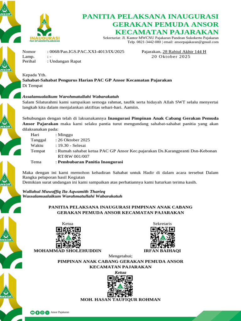 Undangan Pembubaran Panitia | PDF