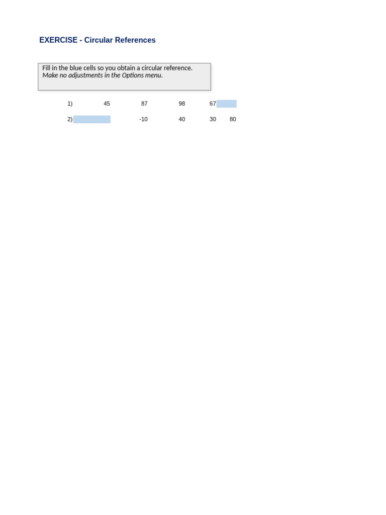 Exercise Circular References | PDF