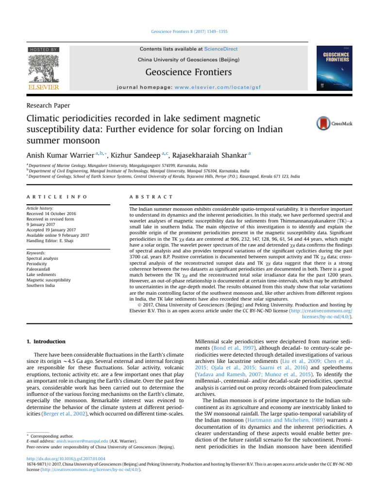 Geoscience Frontiers: Research Paper | PDF | Physical Geography | Earth Sciences