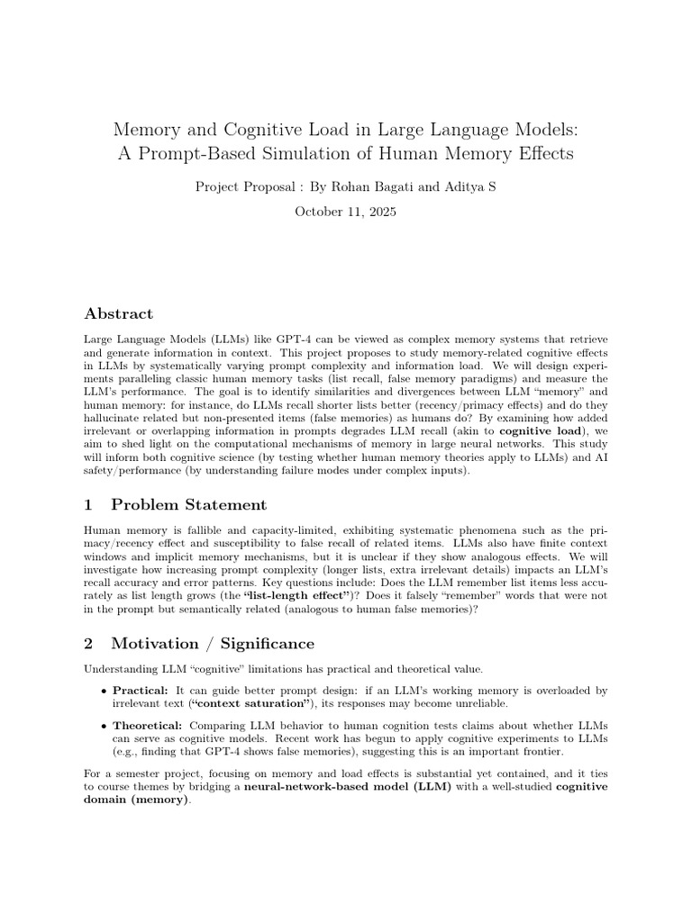 Project Proposal | PDF | Recall (Memory) | Memory
