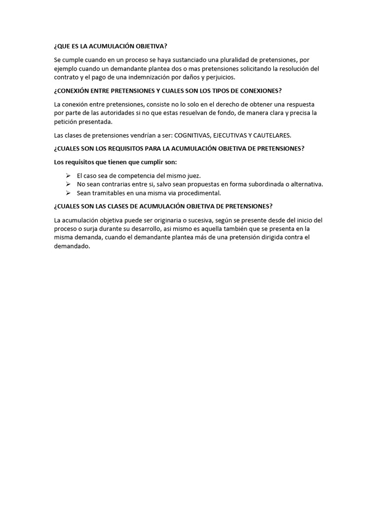Acumulación Objetiva de Pretensiones | PDF