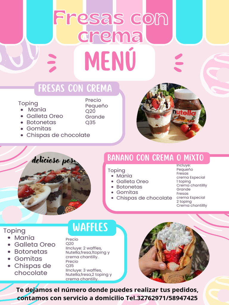 Menu Restaurante de Donas Llamativo Rosa Pastel - 20240511 - 115705 ...