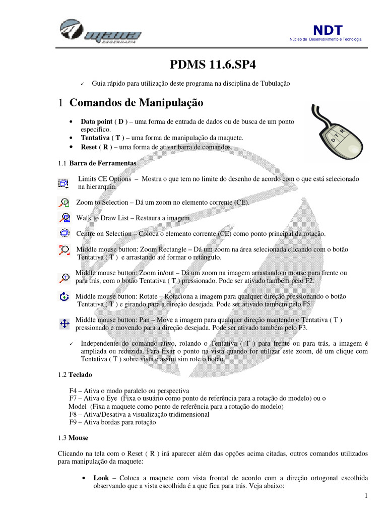 Guia Rápido para PDMS 11.6.SP4 Tubulação | PDF | Janela (informática ...