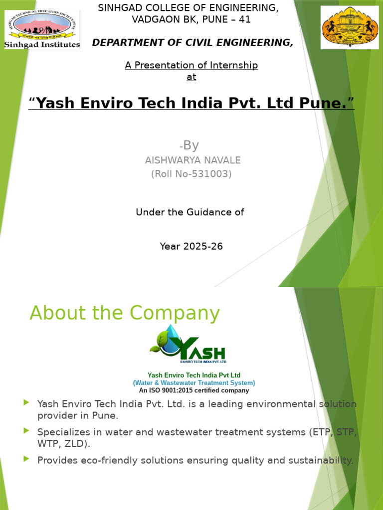 Internship Report on STP Design at Yash Enviro Tech | PDF | Sewage ...