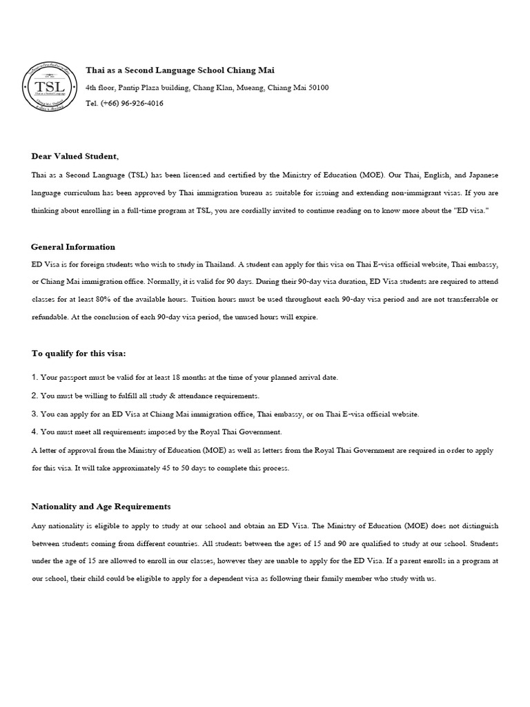Thai School Attending Paper Notes | PDF | Travel Visa | Human Migration