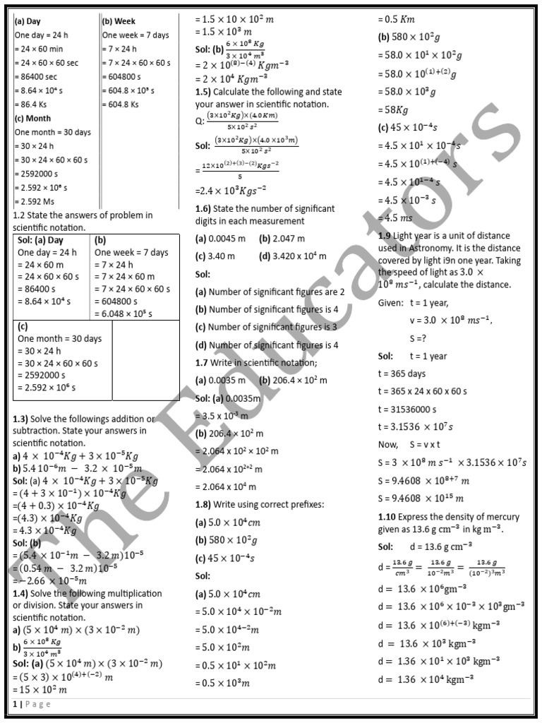 9th Physics CH # 01 Numericals | PDF | Astronomy