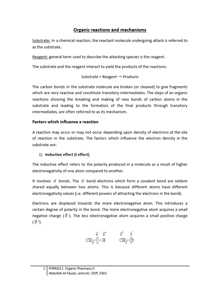 Organic Reactions: Mechanisms & Factors | PDF | Chemical Reactions | Alkene
