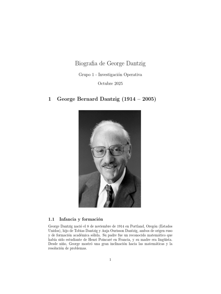 Biografia Dantzig | PDF | Optimización Matemática | Matemáticas Aplicadas