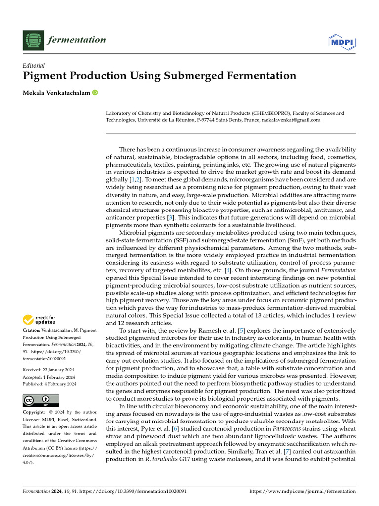 Pigment Production Using Submerged Fermentation | PDF | Fermentation ...