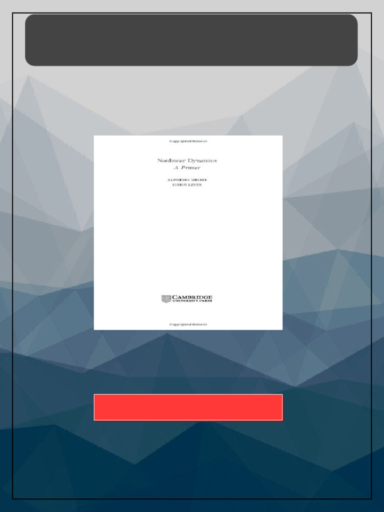 Non linear Dynamics A Primer 1st Edition Alfredo Medio updated 2025 | PDF | Chaos Theory ...