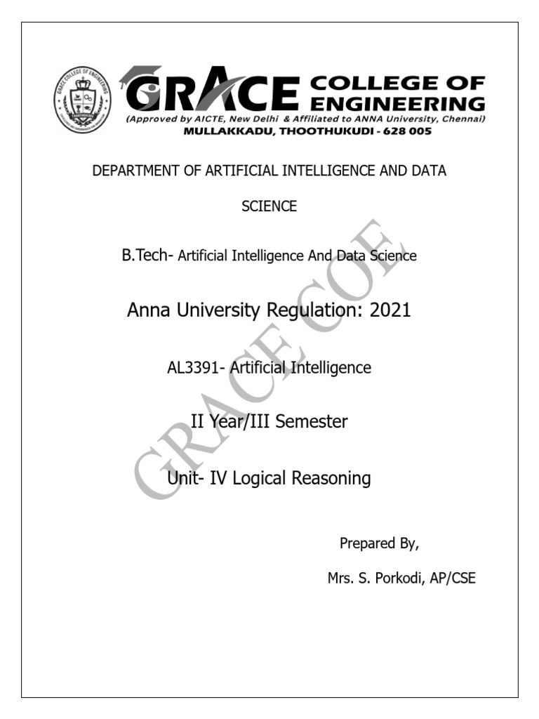 III_AI-DS_AL3391_AI_QB_Unit4 | PDF | Interpretation (Logic) | Inference