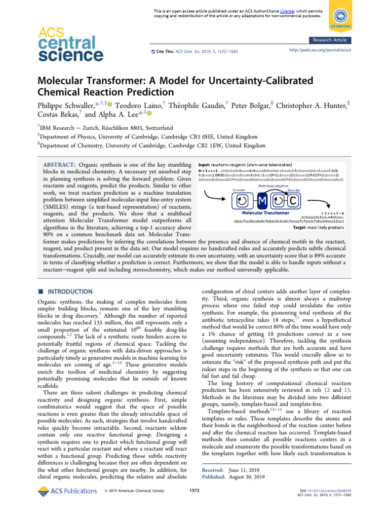 Molecular Transformer for Reaction Prediction | PDF | Chemical ...
