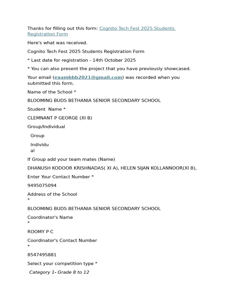 Cognito Tech Fest 2025 Registration | PDF