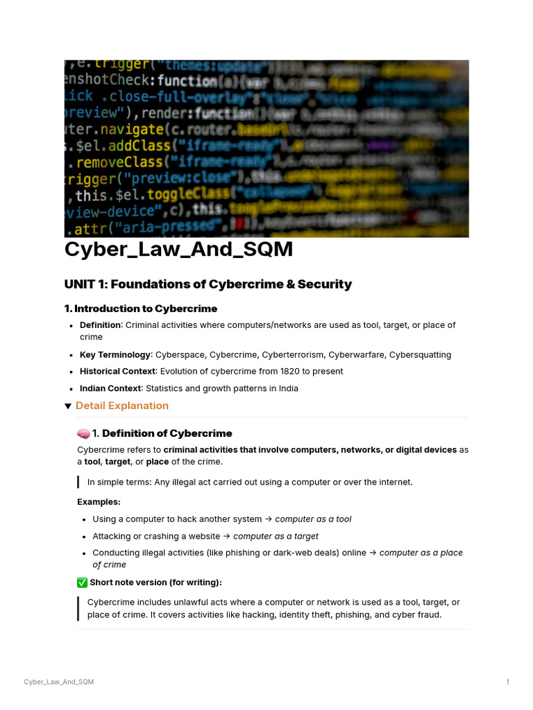 Cyber Law and SQM | PDF | Cybercrime | Proxy Server
