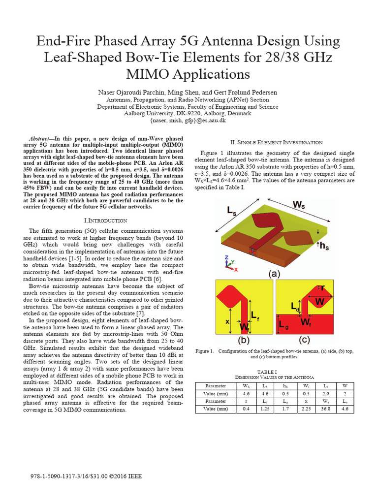 End-fire Phased Array 5G Antenna Design Using Leaf-shaped Bow-tie ...
