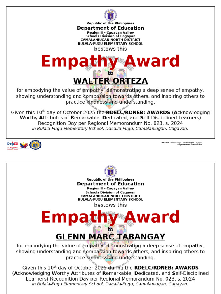 Empathy Award Recipients 2025 | PDF