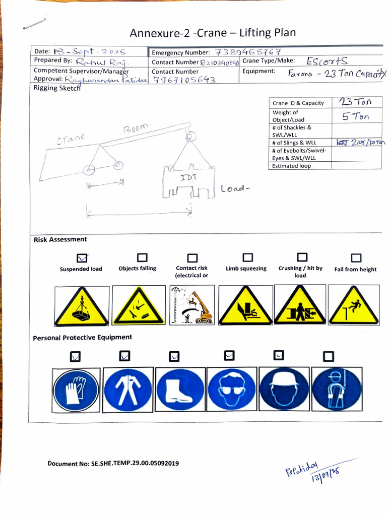 Lifting Plan | PDF | Crane (Machine) | Equipment