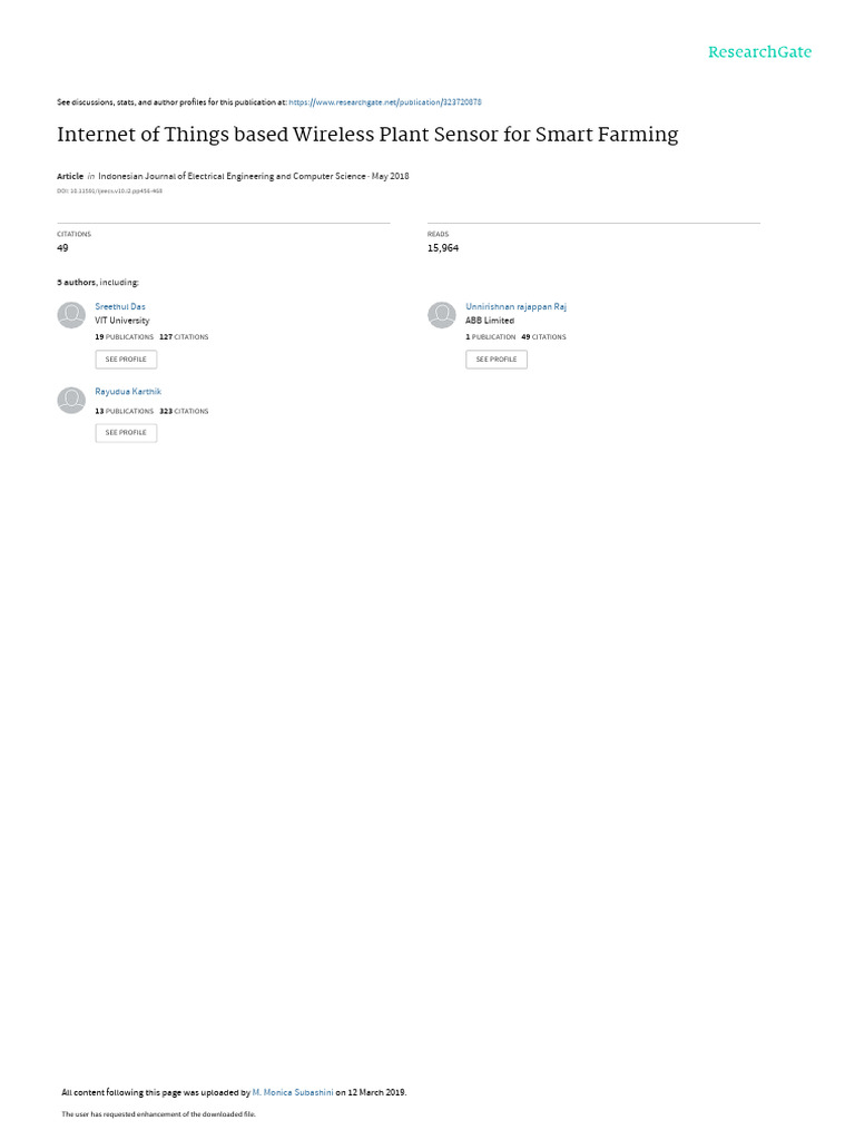36 - Internet of Things Based Wireless Plant Sensor For Smart Farming Subashini | PDF ...