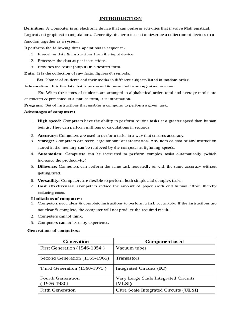 1.0 Intro To Computer Application Notes | PDF | Computer Data Storage ...