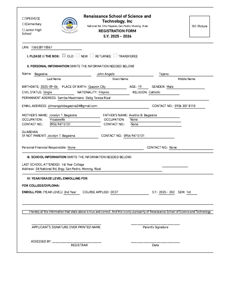 College Registration Form | PDF