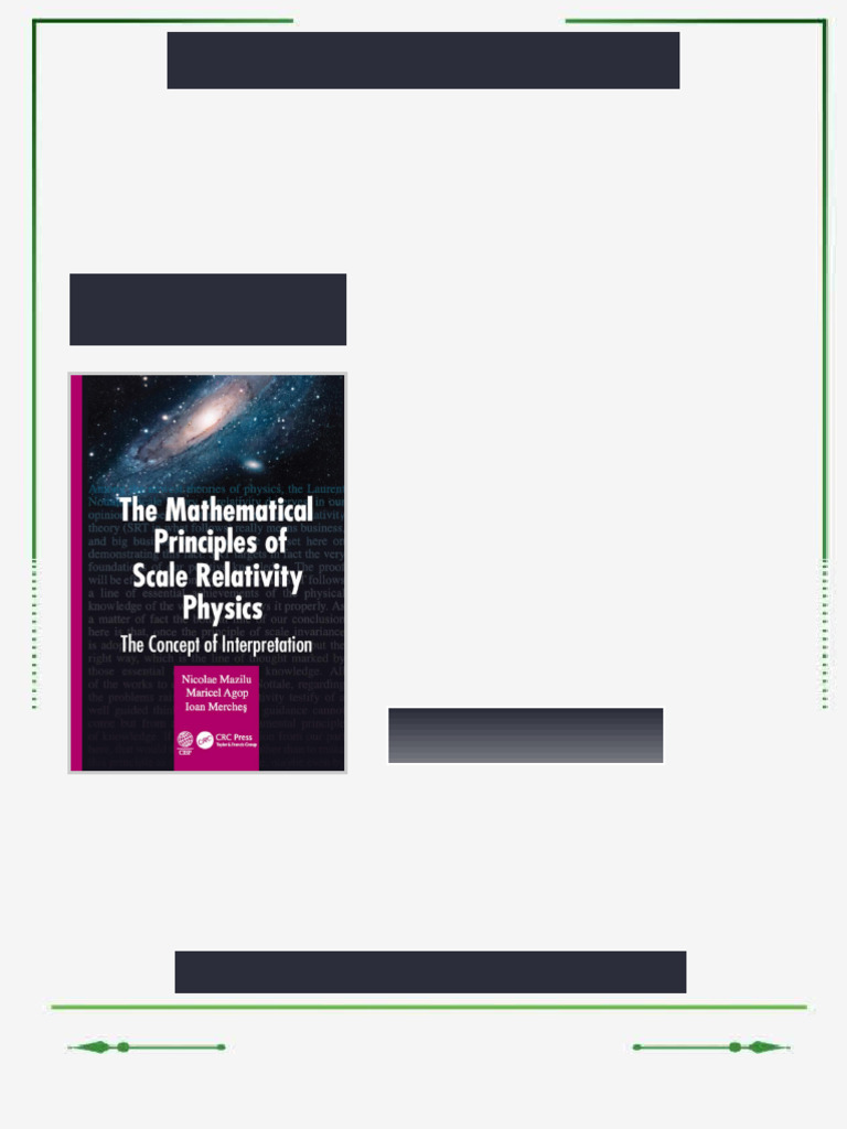 The Mathematical Principles of Scale Relativity Physics The Concept of ...