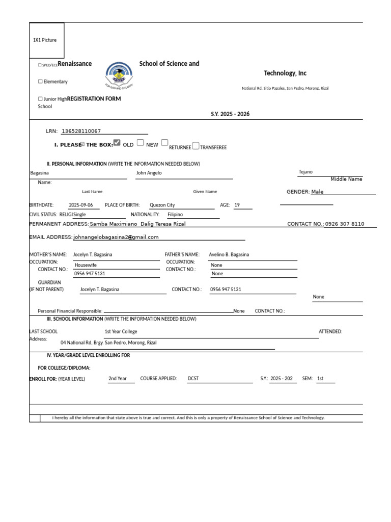 College Registration Form | PDF