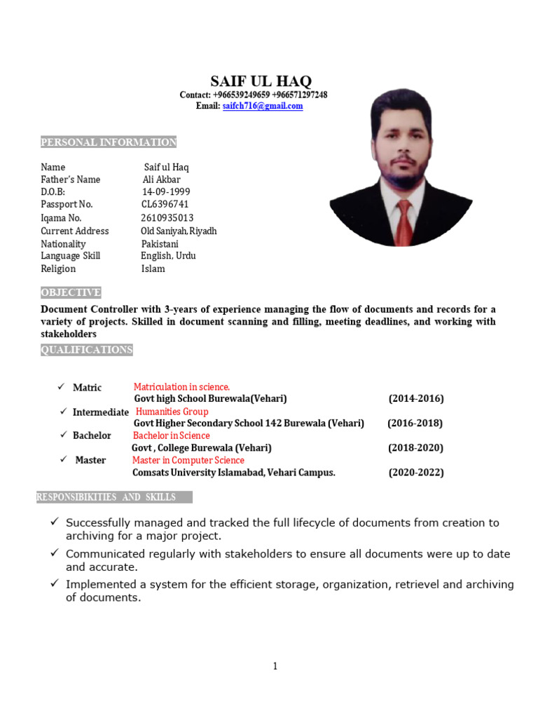 SAIF UL HAQ .Docs Controller | PDF | Computing