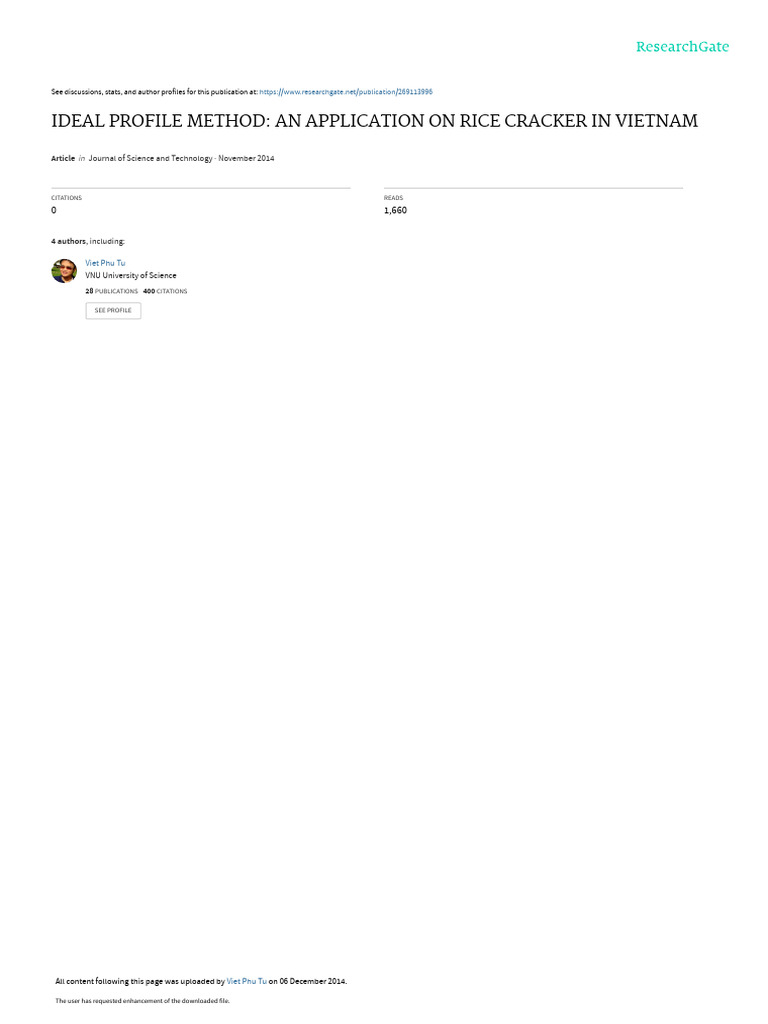 2014 Ideal Profiling Method Rice Cracker Vietnam | PDF | Analysis Of ...