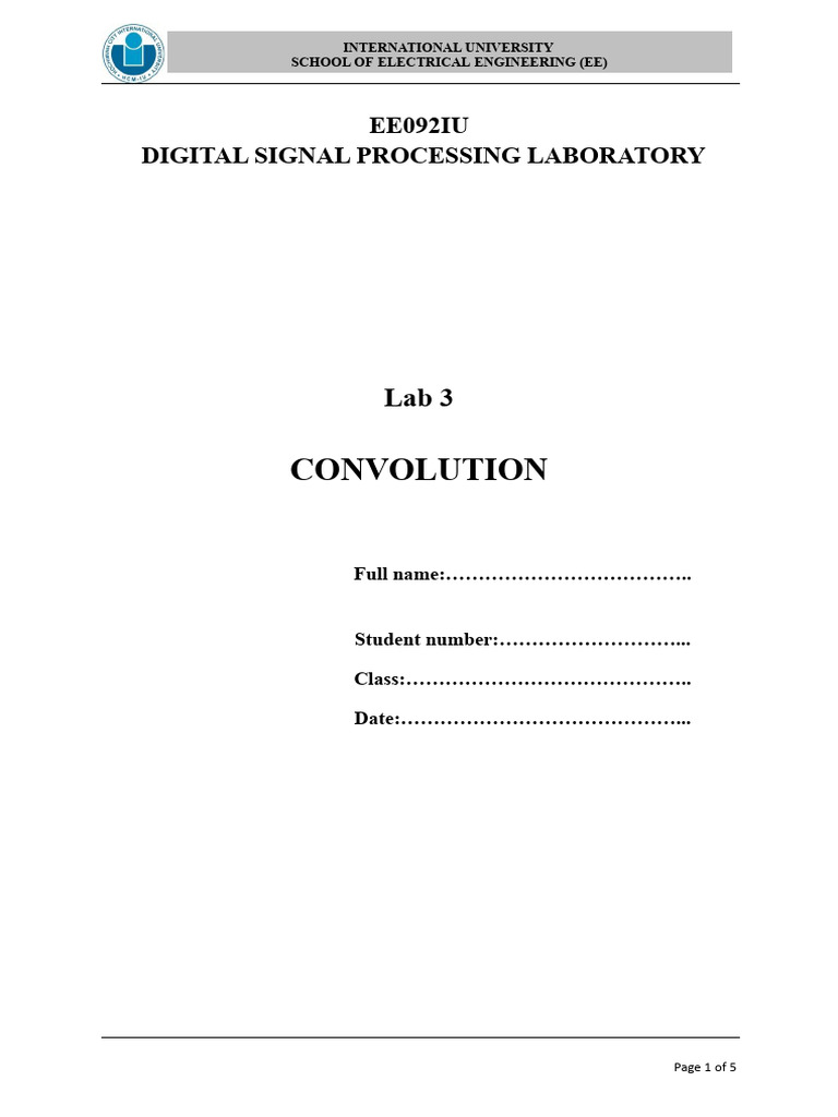 Lab3 Convolution | PDF | Convolution | Mathematics