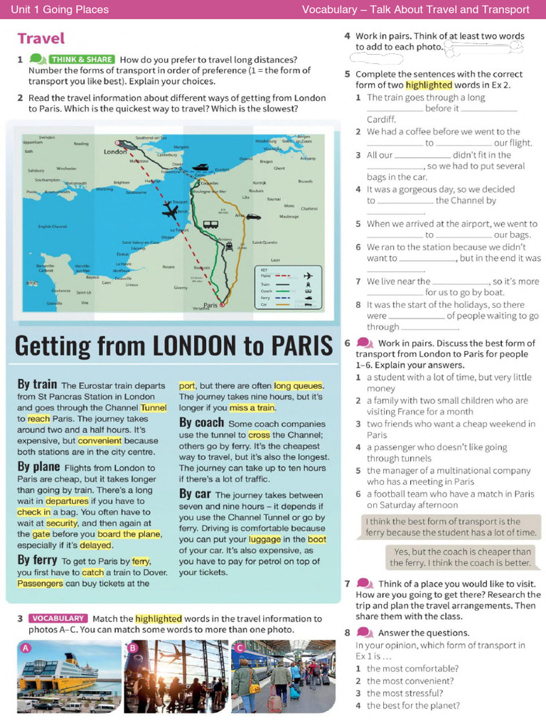 Unit 1 - Going Places - Vocabulary 2 | PDF