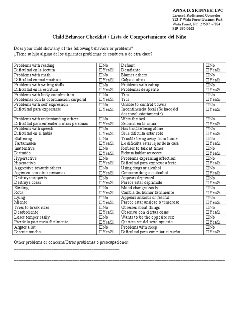 Child Behavior Checklist | PDF