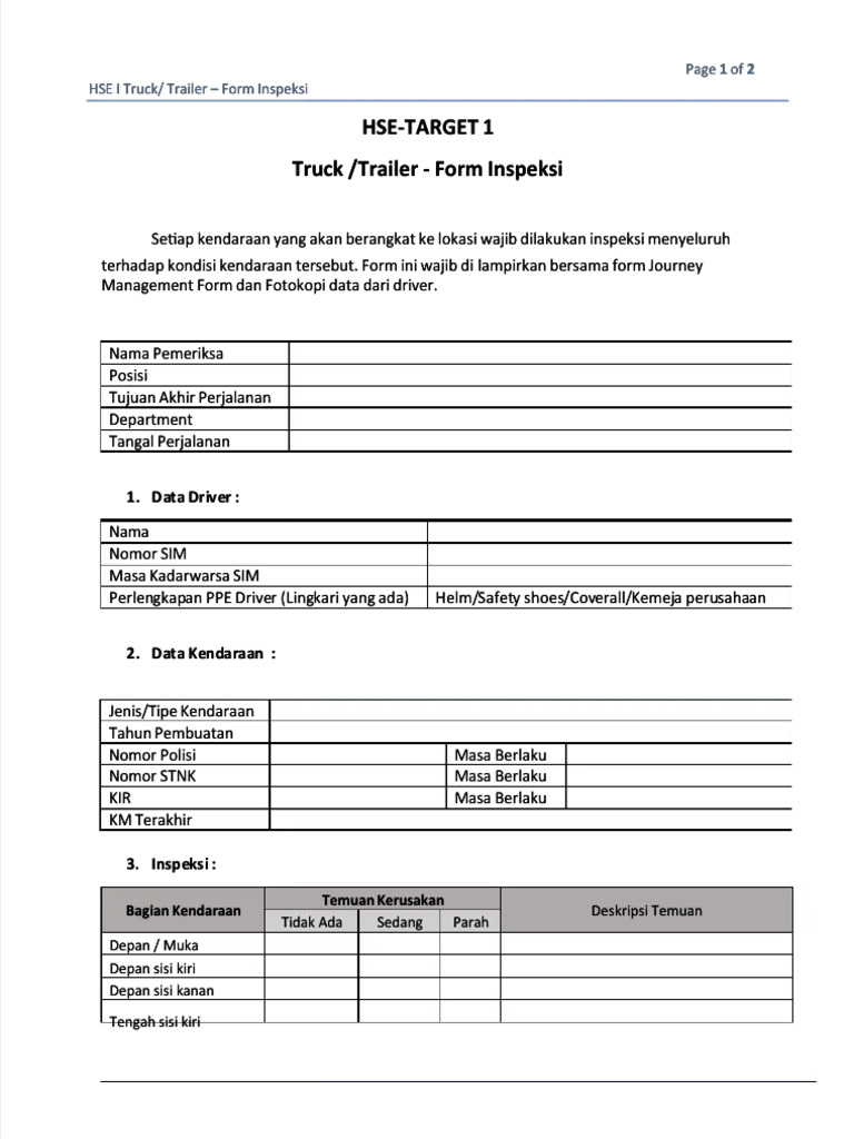 PDF Form Inspeksi Truck Trailer Compress | PDF