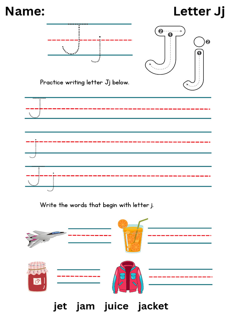 Writing Letter JJ Worksheet | PDF