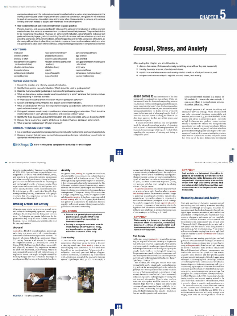 Weinberg & Gould (2024) - Chapter 5 - Arousal, Stress & Anxiety | PDF