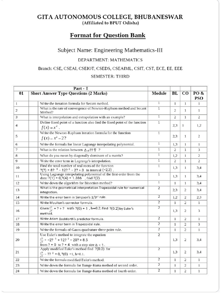 Mathematics Question Bank | PDF