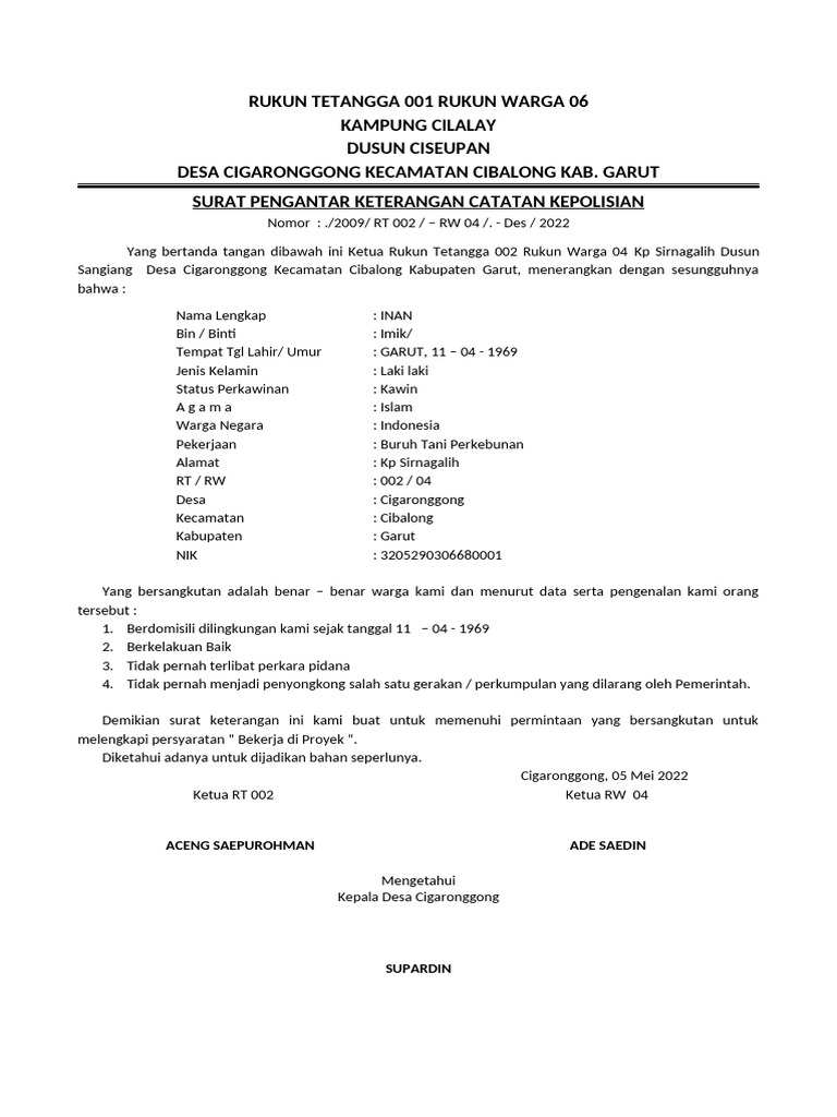 Surat ( Skck ) | PDF