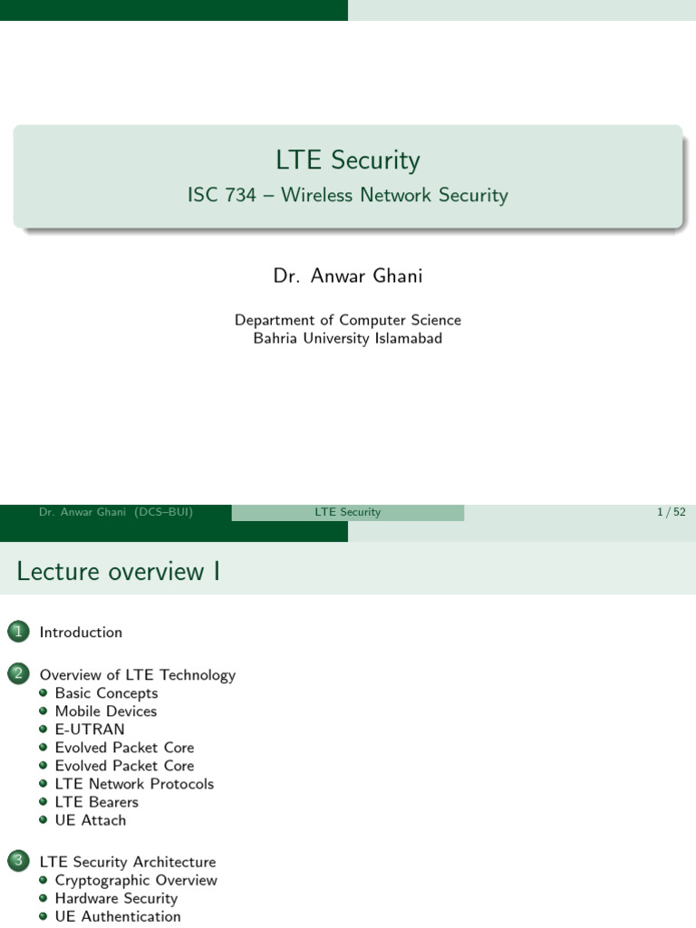 Lec 5 LTE-Security | PDF | High Speed Packet Access | Ip Multimedia ...