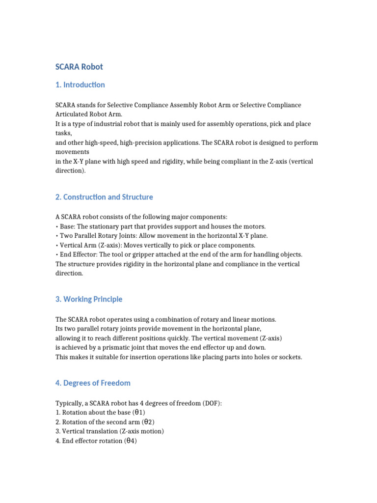 Scara Robot | PDF | Motion (Physics) | Robotics