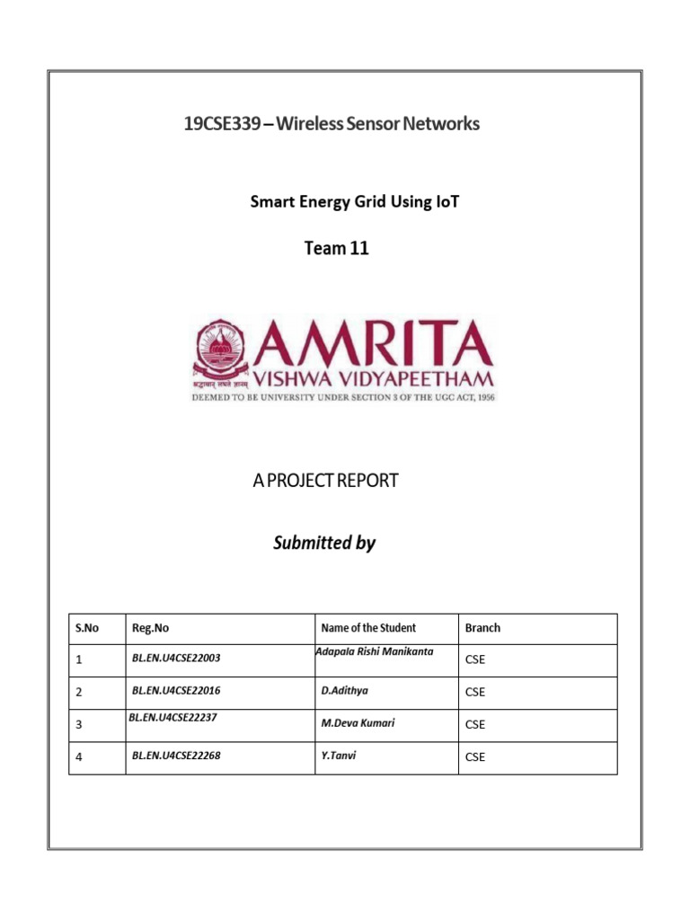 Team11 - Smart Grid Monitoring Using WSN - Report | PDF | Internet Of ...