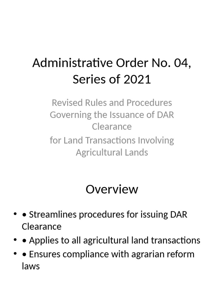 DAR AO 04 2021 Expanded Presentation | PDF | Deed | Real Property
