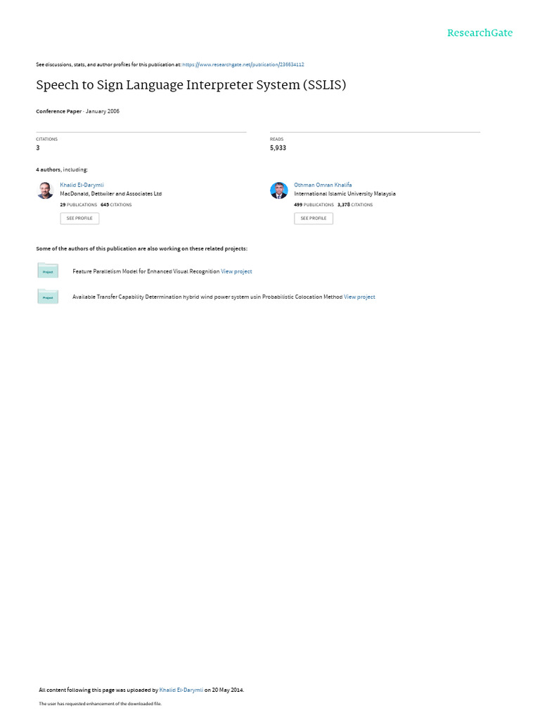 Speech To Sign Language Interpreter System (SSLIS) | PDF | American ...