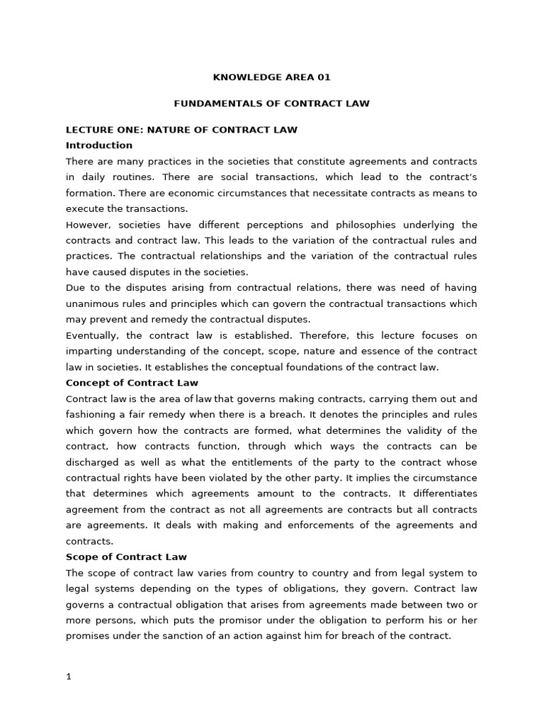 Fundamentals of Contract Law Overview | PDF | Constitution | Breach Of ...