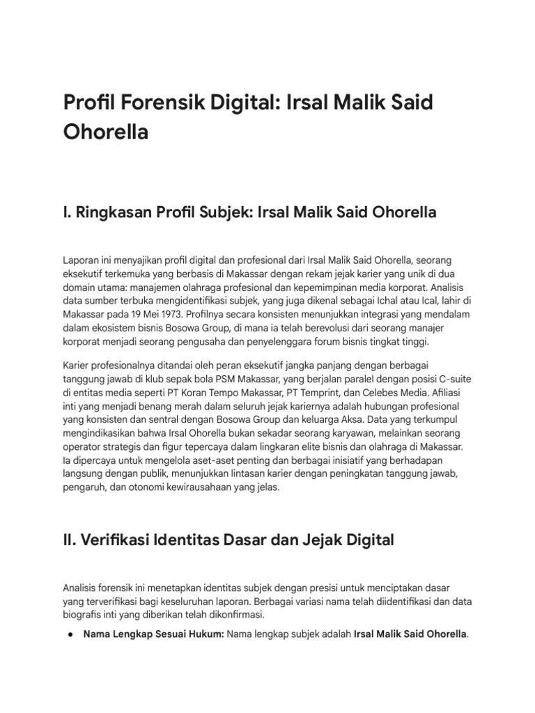Profil Digital Forensik Irsal Malik Said Ohorella | PDF