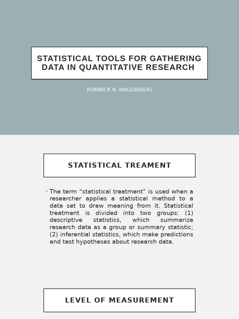 Descriptive and Inferential Statistic Tools | PDF | Statistics | Level ...
