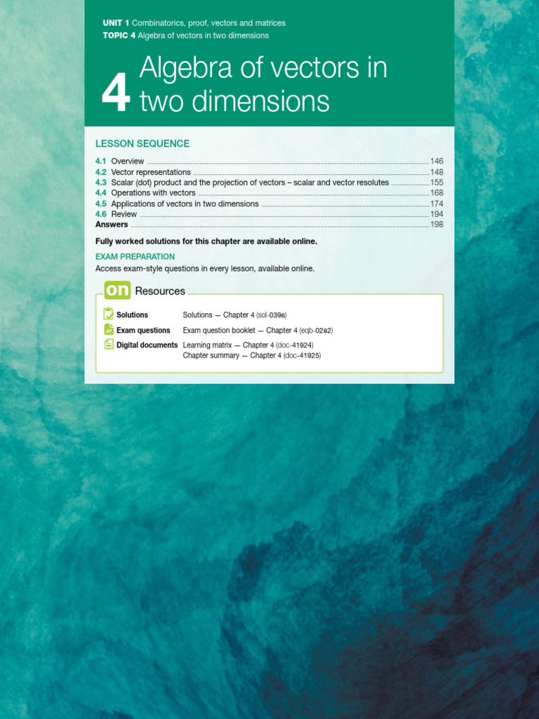 C 04 Algebra of Vectors in Two Dimensions | PDF | Euclidean Vector ...