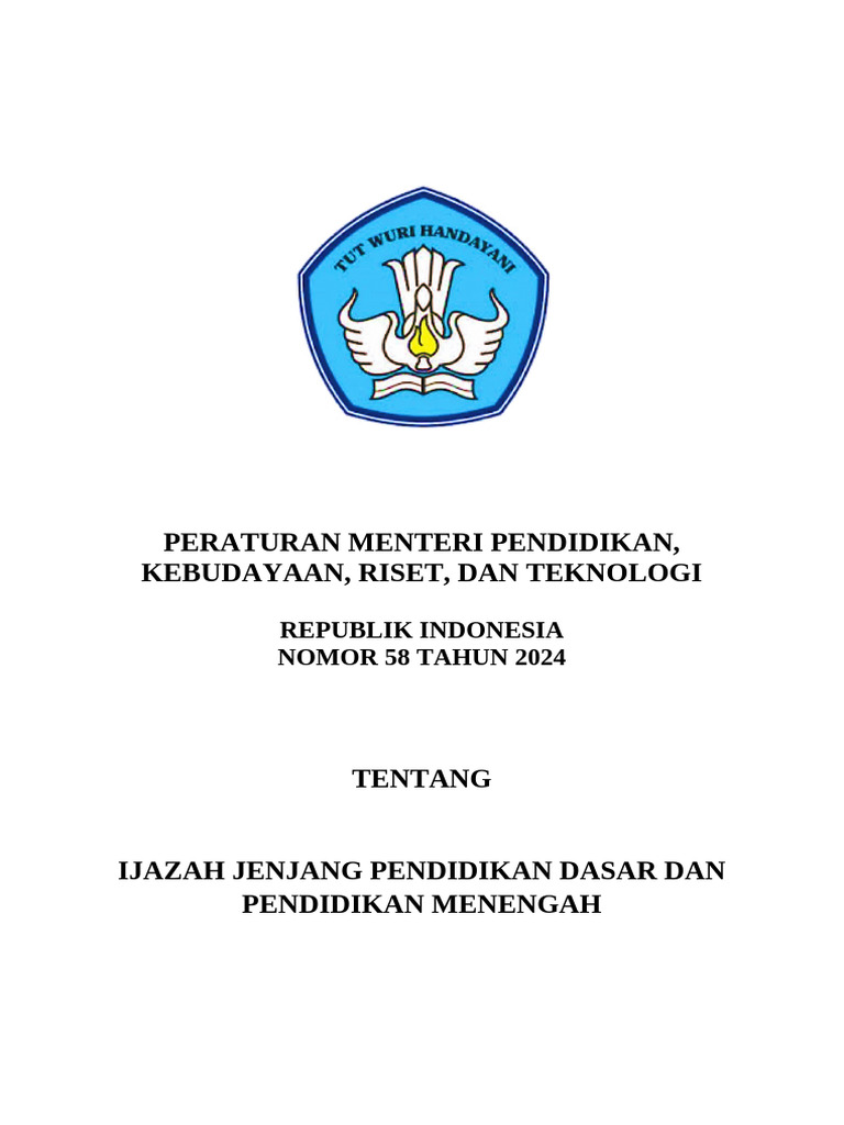 Ijazah Jenjang Pendidikan Dasar Dan Pendidikan Menengah | PDF