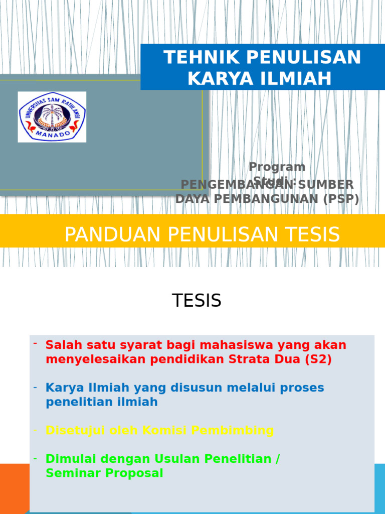 Panduan Penulisan Tesis S2 PSP | PDF