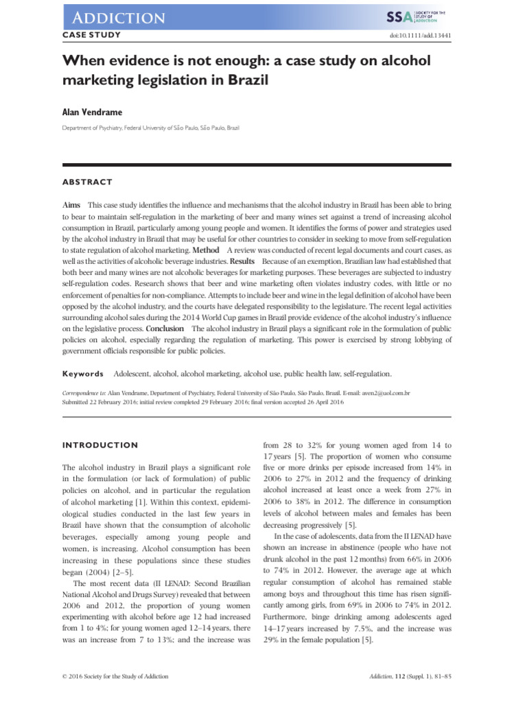When Evidence Is Not Enough - A Case Study On Alcohol | PDF | Alcoholic ...