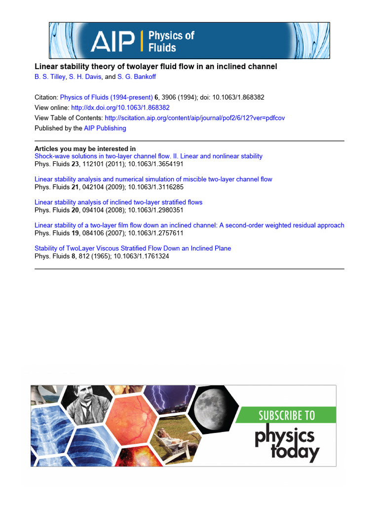 Linear Stability Theory of Twolayer Fluid Flow in An Inclined Channel ...